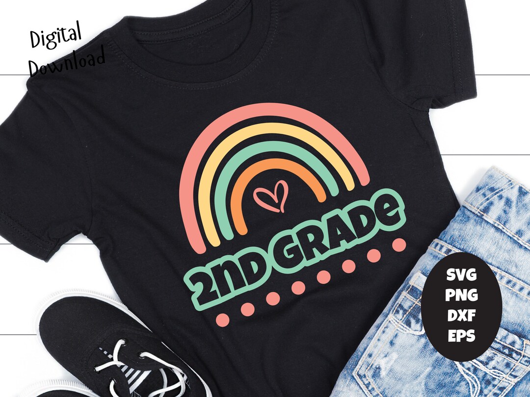2nd Grade SVG, Second Grade Shirt Svg, 2nd Grade Rainbow, Hand Drawn ...