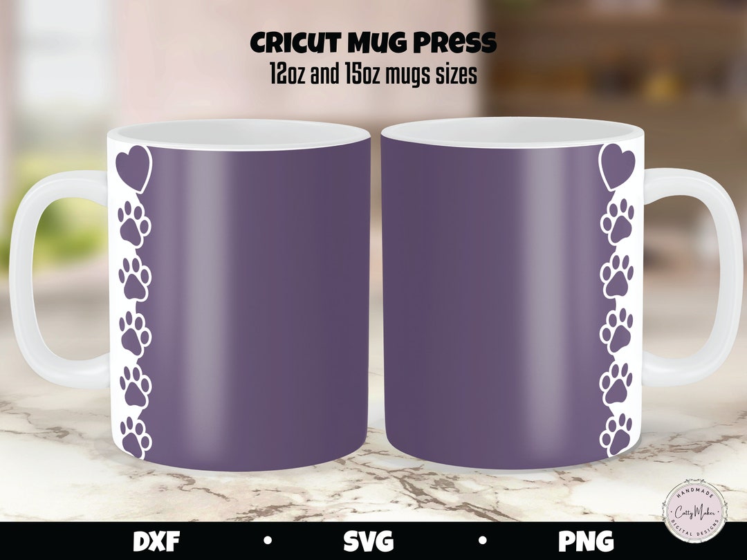 Cricut Mug Press Svg, Mug Press SVG, Paw Print Mug Template, Cat Mug ...