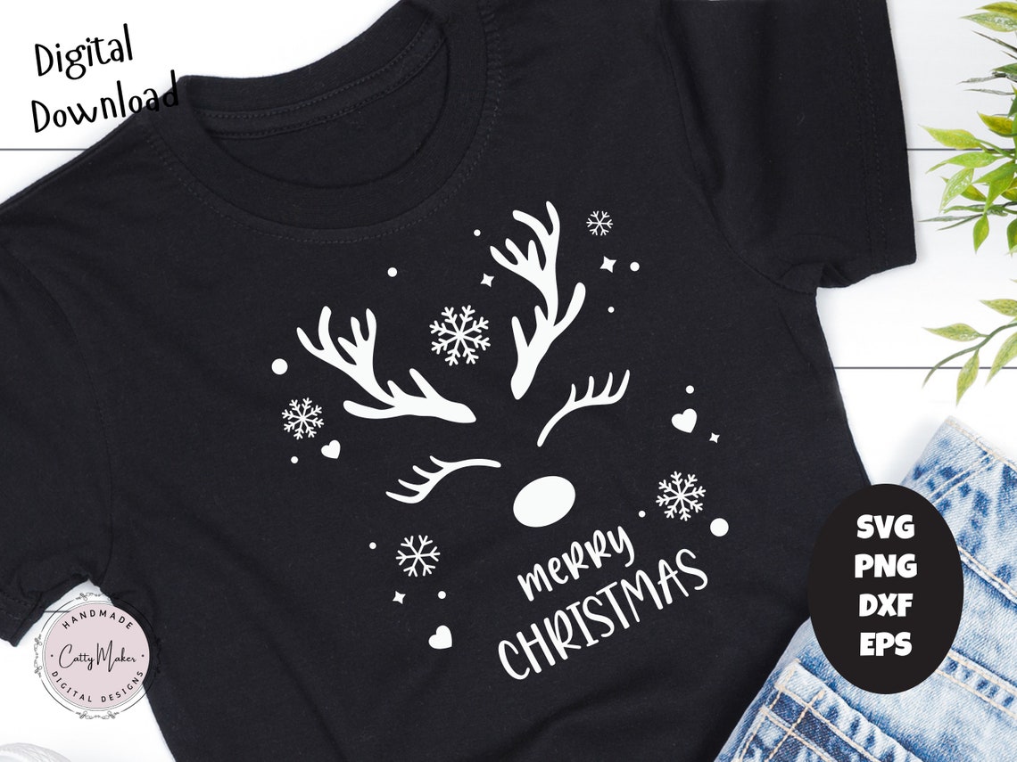 Merry Christmas SVG Reindeer SVG Holiday Svg Winter Svg - Etsy