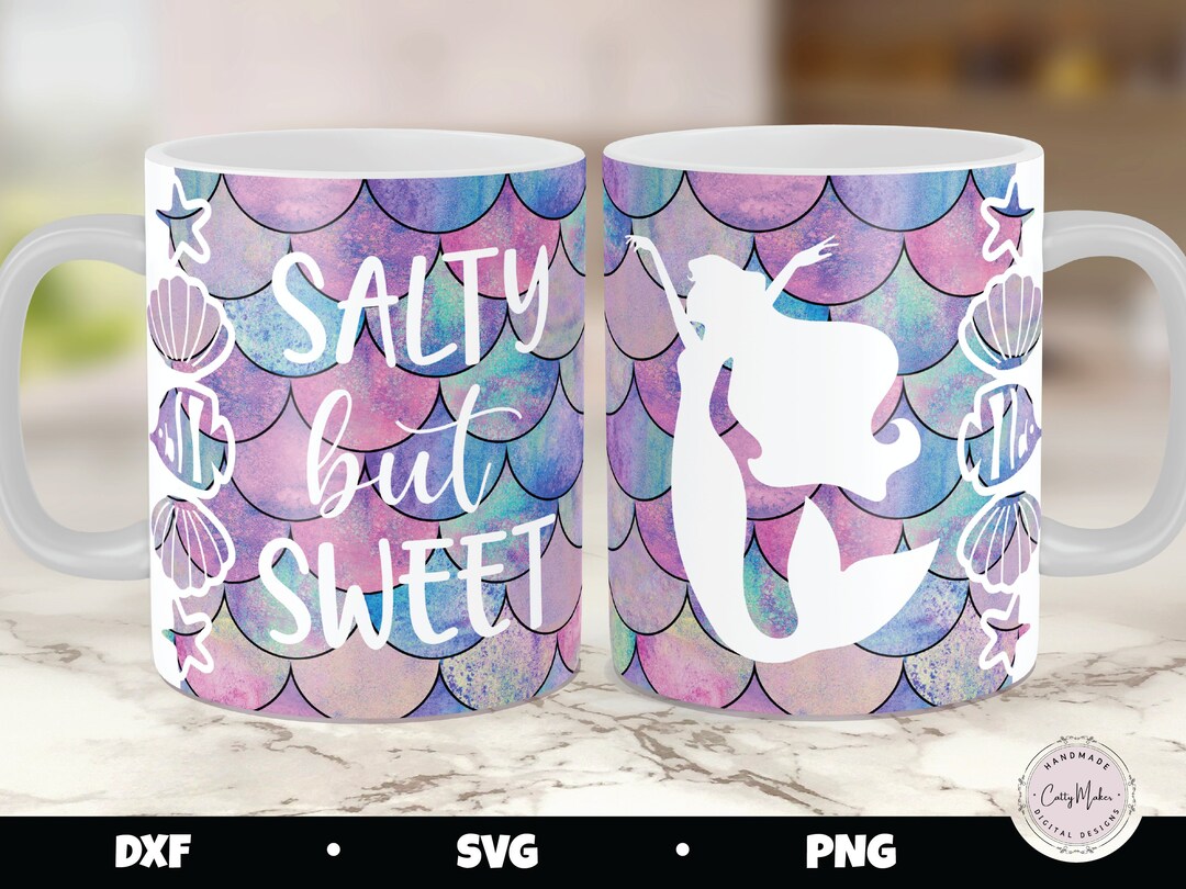 Mermaid Mug Press SVG Design, Marine Border Template (digital Download ...