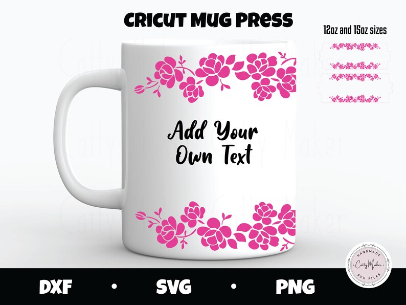 Cricut Mug Press SVG Flower Border Digital Download 12oz | Etsy