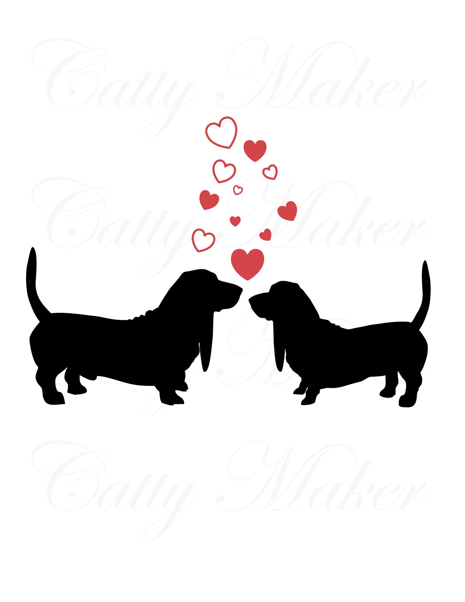 Basset Hound Love SVG – Silhouette Clipart, Cricut Cut File (digital ...