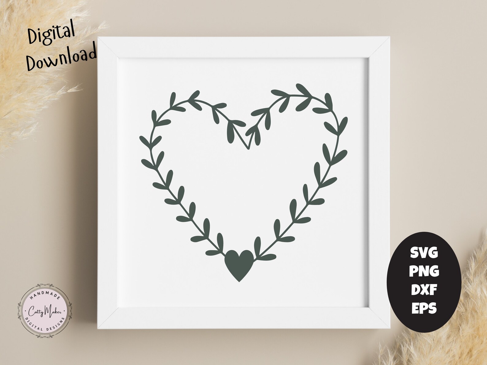 Heart Wreath SVG, Wreath SVG, Spring Svg, Monogram Svg, Floral Svg ...