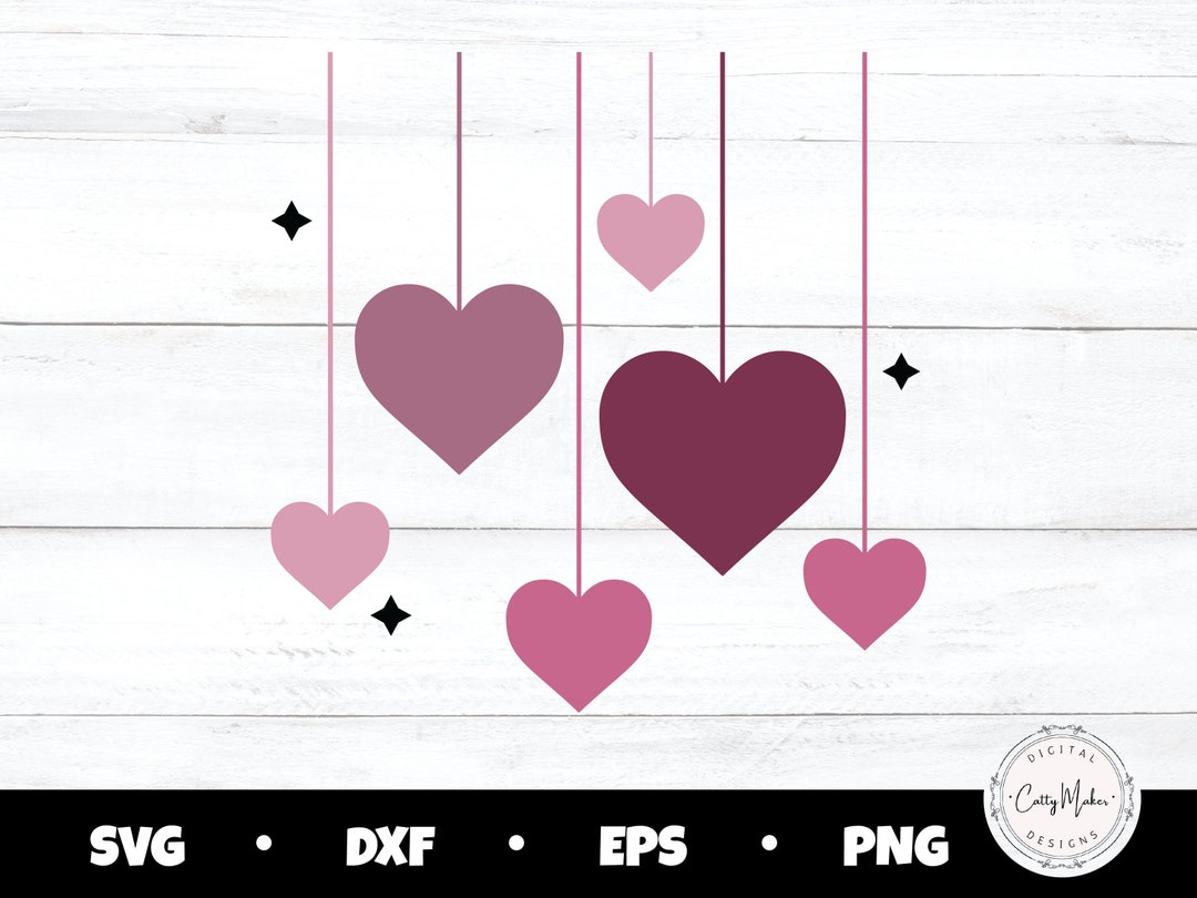Hanging Hearts SVG, Valentine's Day PNG, Hearts Clipart (digital ...
