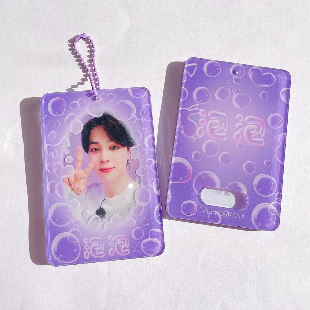 Purple Borahae Bubble Kpop Acrylic Photocard Holder Keychain, Korean ...