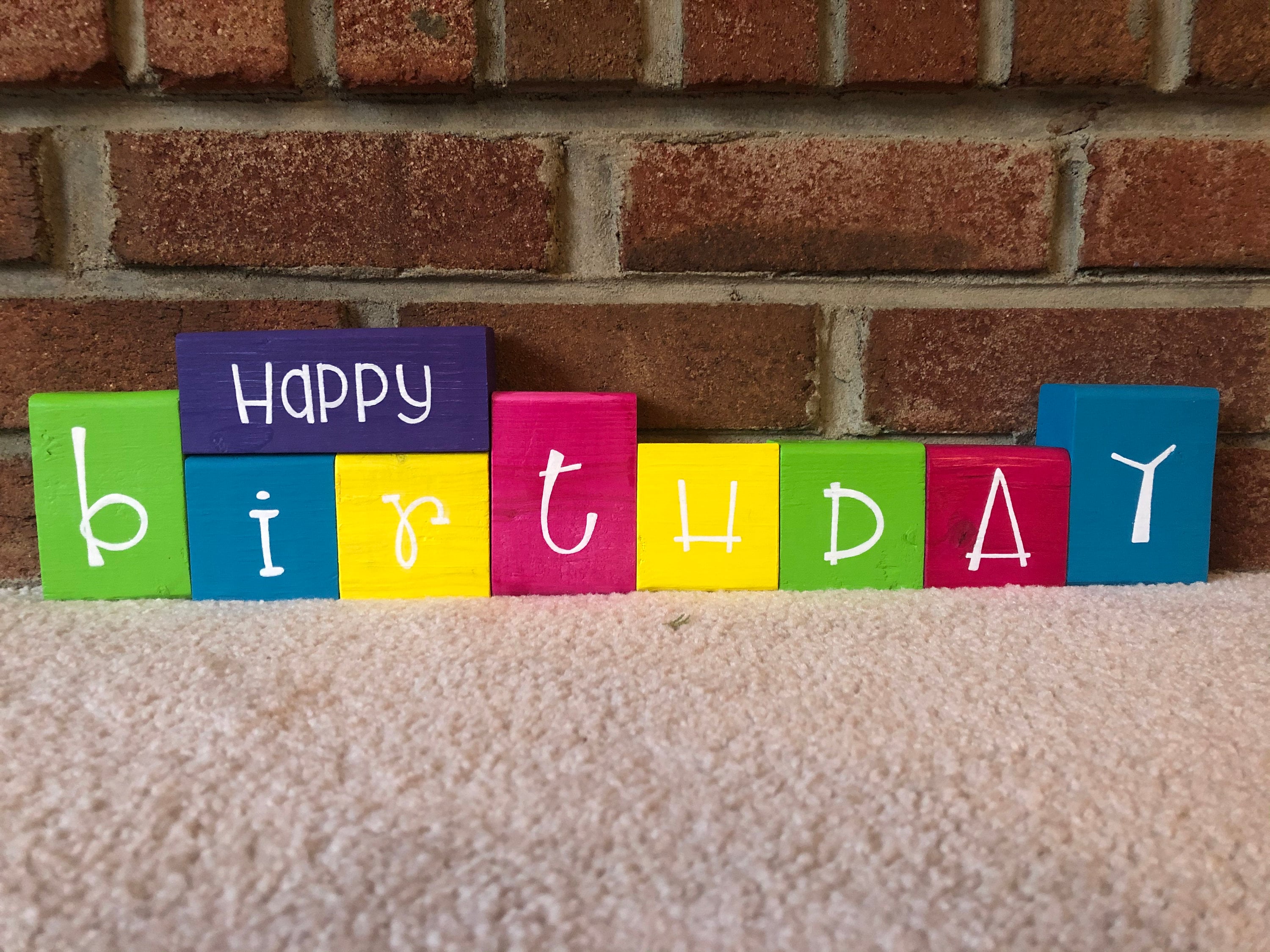 Wooden Happy Birthday Blocks - Etsy