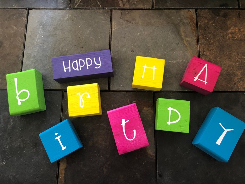 Wooden Happy Birthday Blocks - Etsy