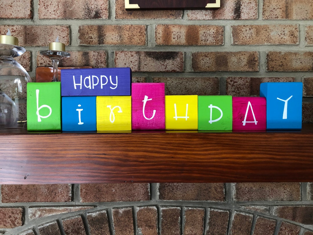 Wooden Happy Birthday Blocks - Etsy