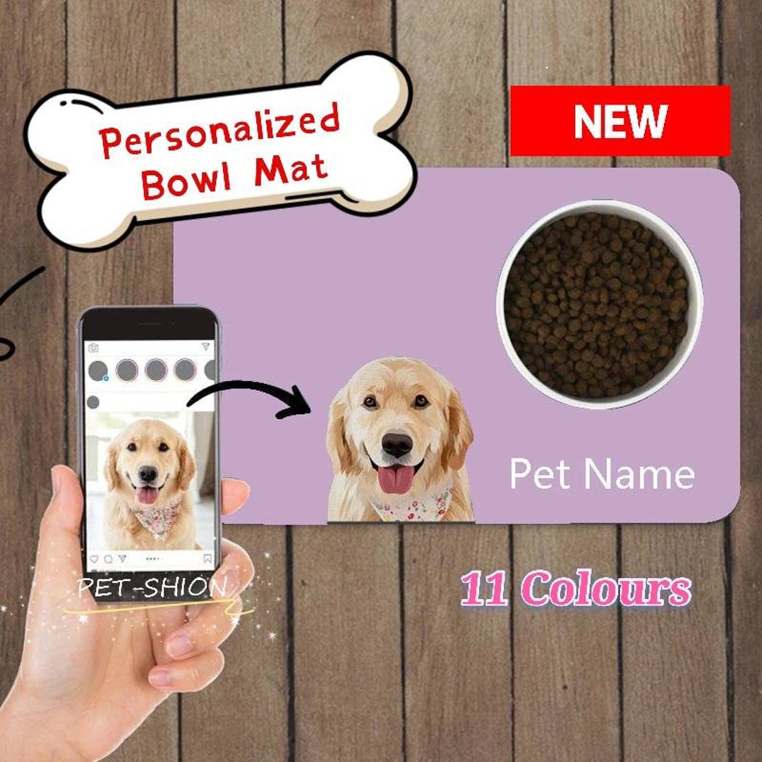 Personalized Dog Mat With Pet Portrait| Personalized Dog Food Mat ...