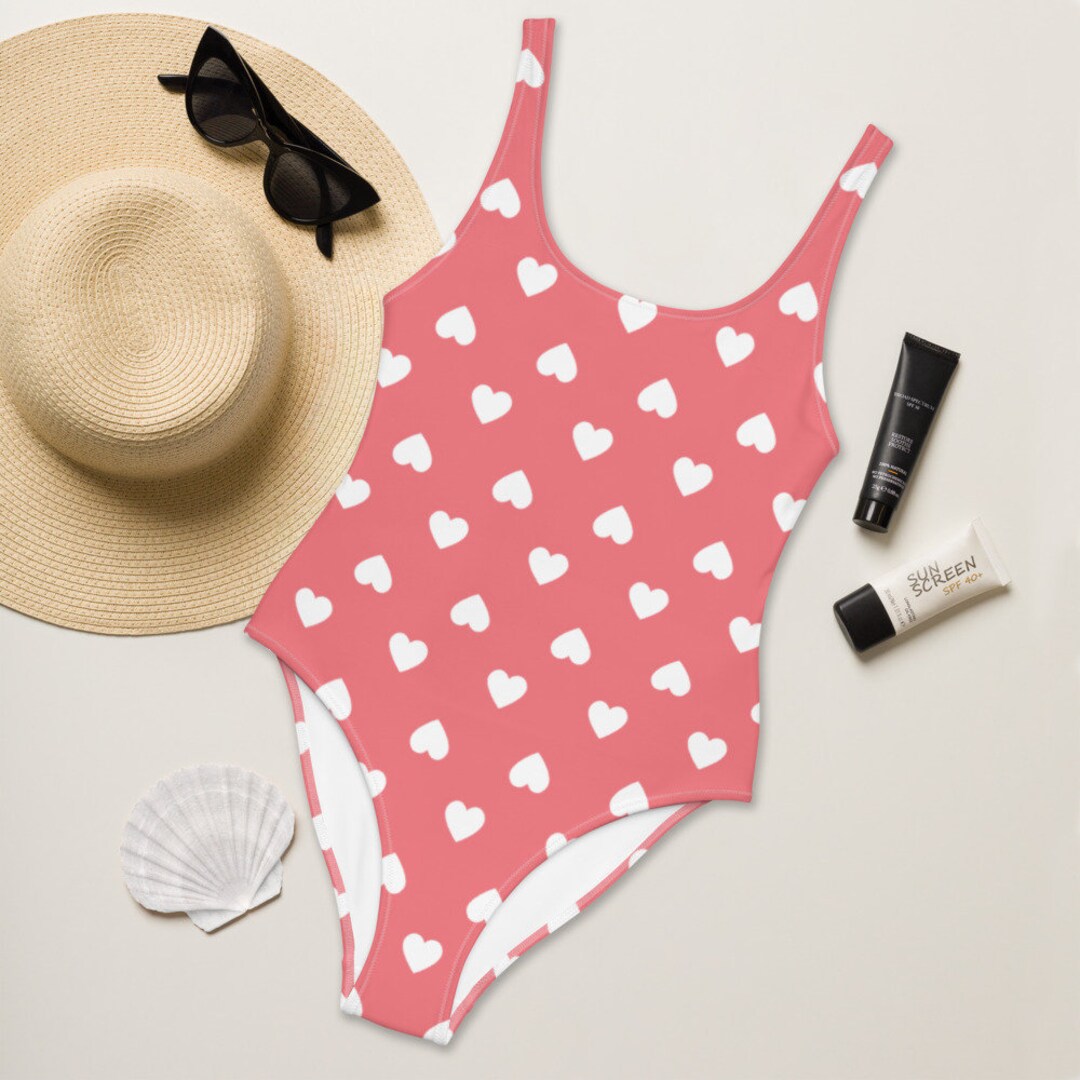 Heart Swimsuit/women's Swimsuit/pink Swimsuit/one Piece Swimsuit - Etsy