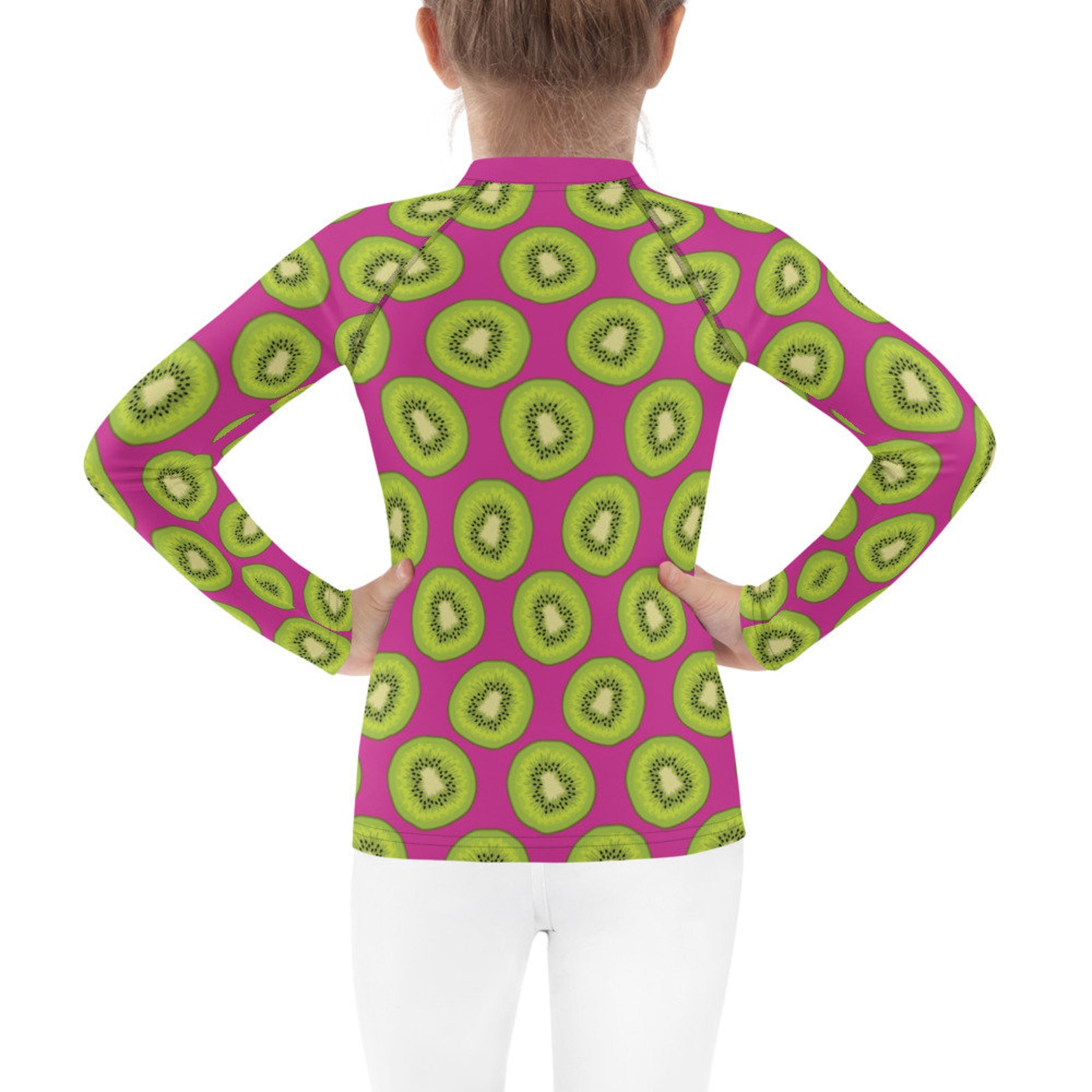 Tropical Kiwi Pink/green Swim Kids Rash Guard - Etsy
