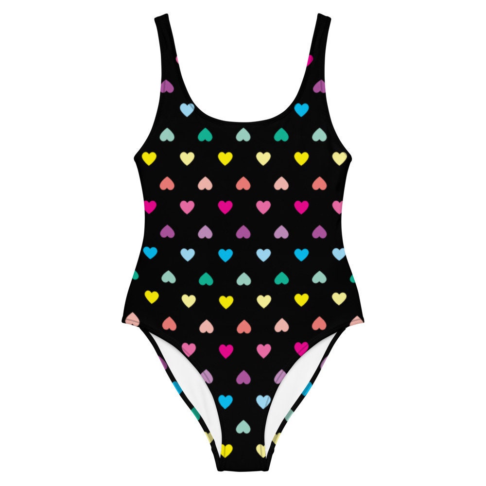 Rainbow Swimsuit/heart Swimsuit/women's Swimsuit/one-piece Swimsuit - Etsy