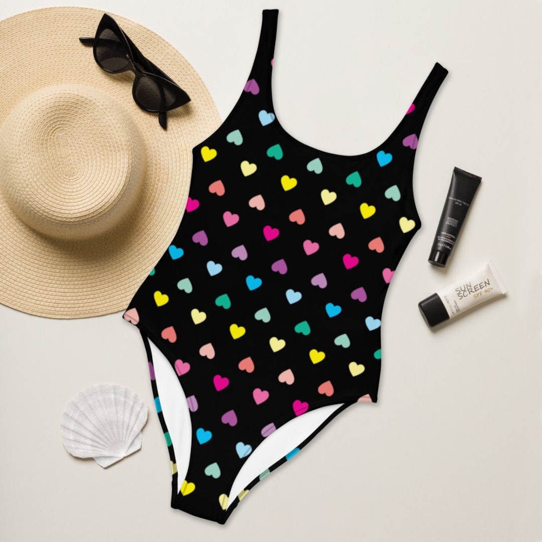 Rainbow Swimsuit/heart Swimsuit/women's Swimsuit/one-piece Swimsuit - Etsy