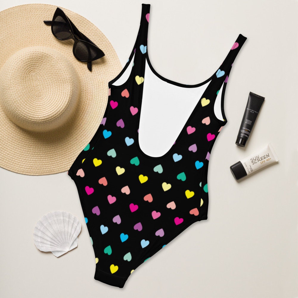 Rainbow Swimsuit/heart Swimsuit/women's Swimsuit/one-piece Swimsuit - Etsy