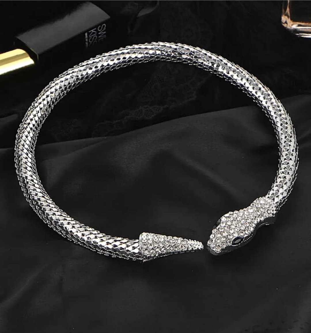 Silver Snake Choker Serpent- Snake Choker Cobra Unique Bohemian Serpent ...