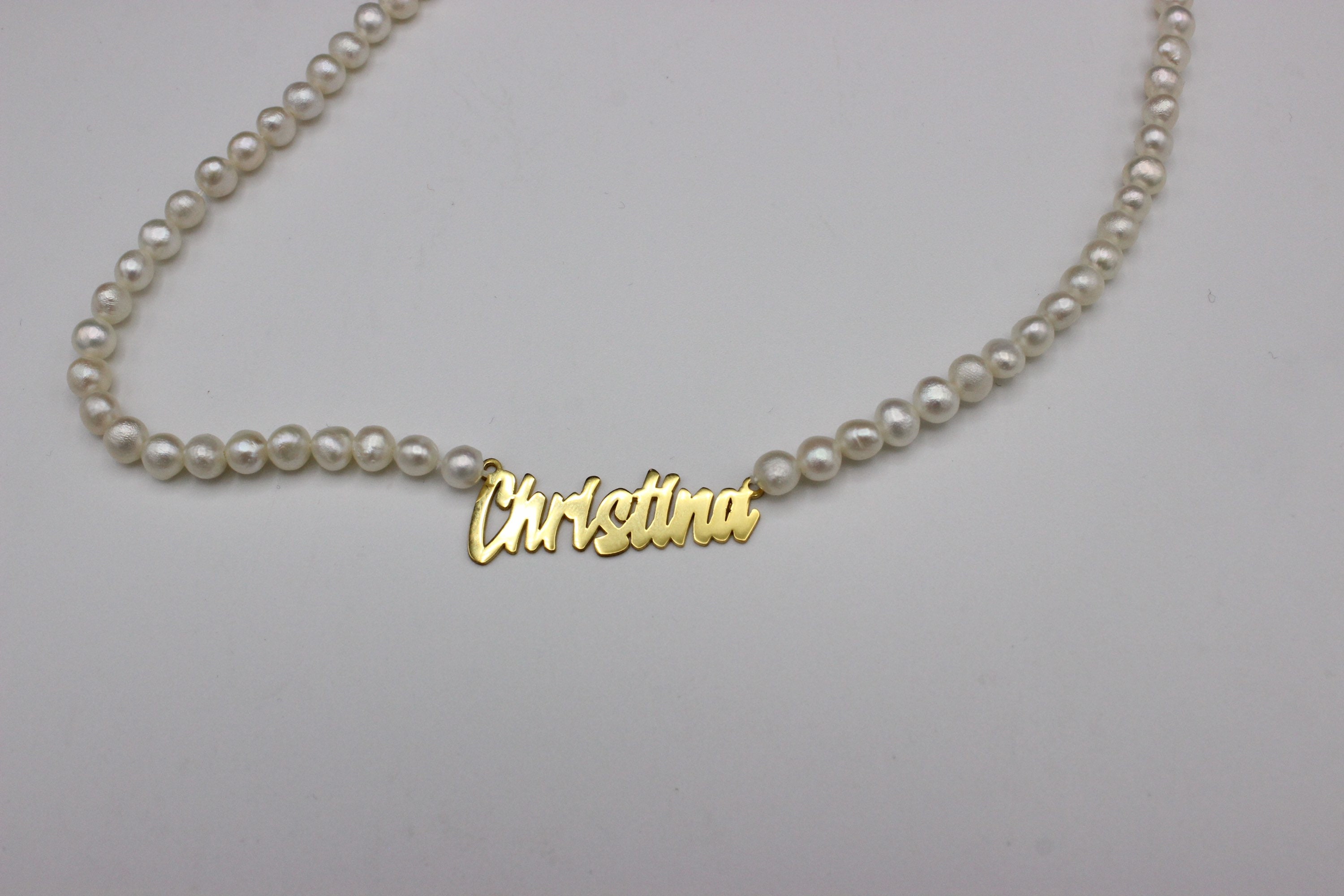 Pearl Name Necklace Real Pearl Necklace Tiny Pearl - Etsy
