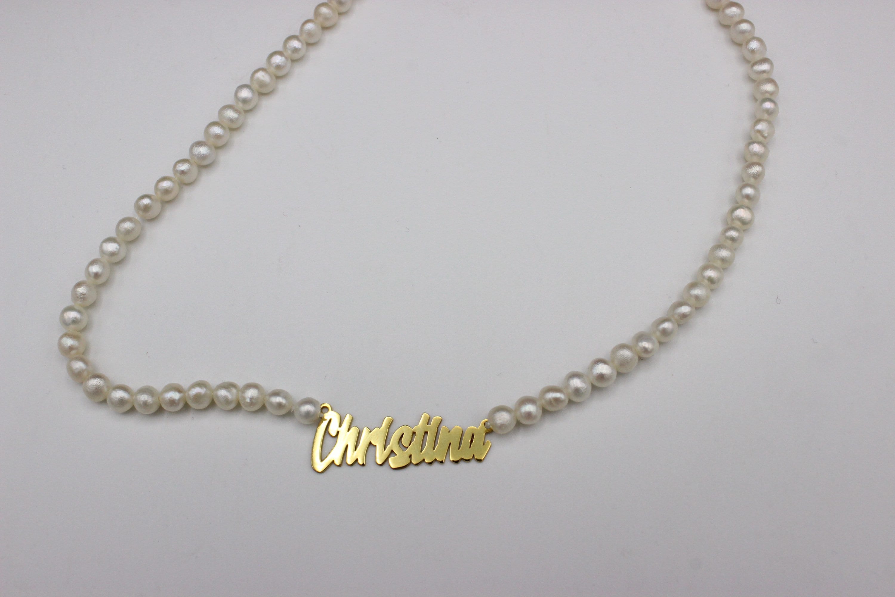 Pearl Name Necklace Real Pearl Necklace Tiny Pearl - Etsy