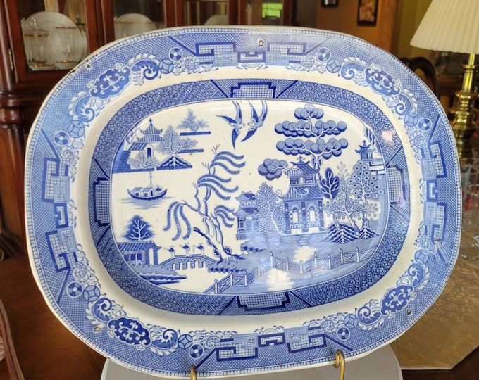 Antique Blue Willow Turkey Platter Circa 1800's Excellent Condition - Etsy