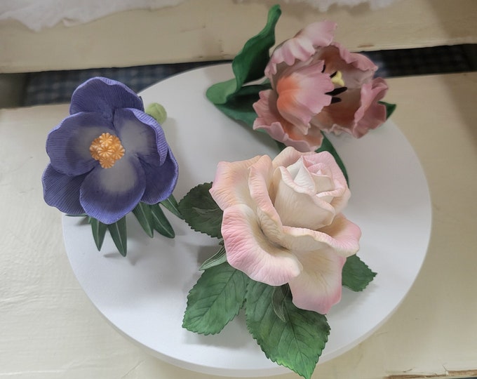 Vintage Lenox Porcelain Flowers Your Choice, Crocus, Tea Rose or Parrot ...