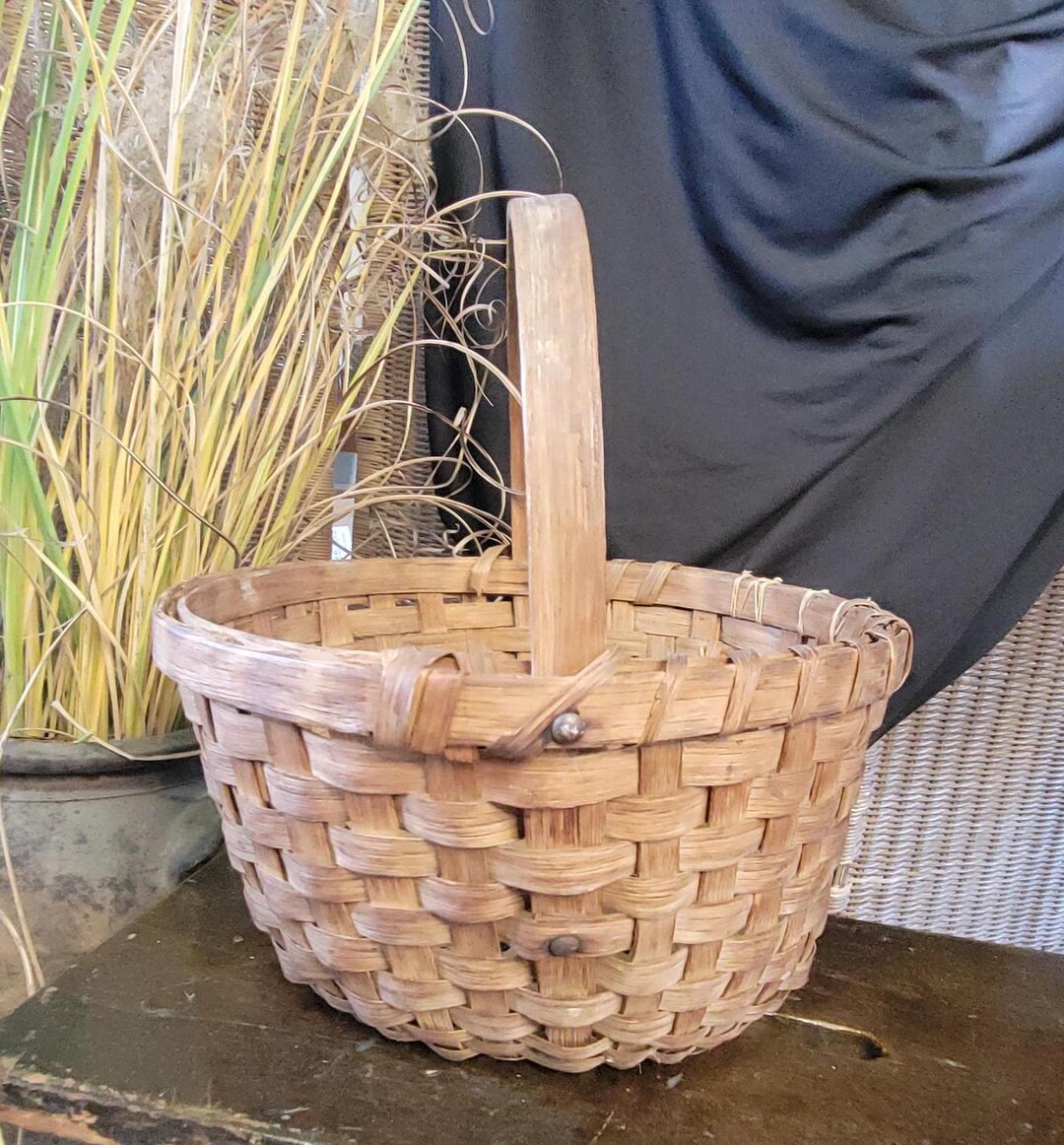 Antique Handmade Splint Wood Basket, 19th Century Farmhouse Decor - Etsy