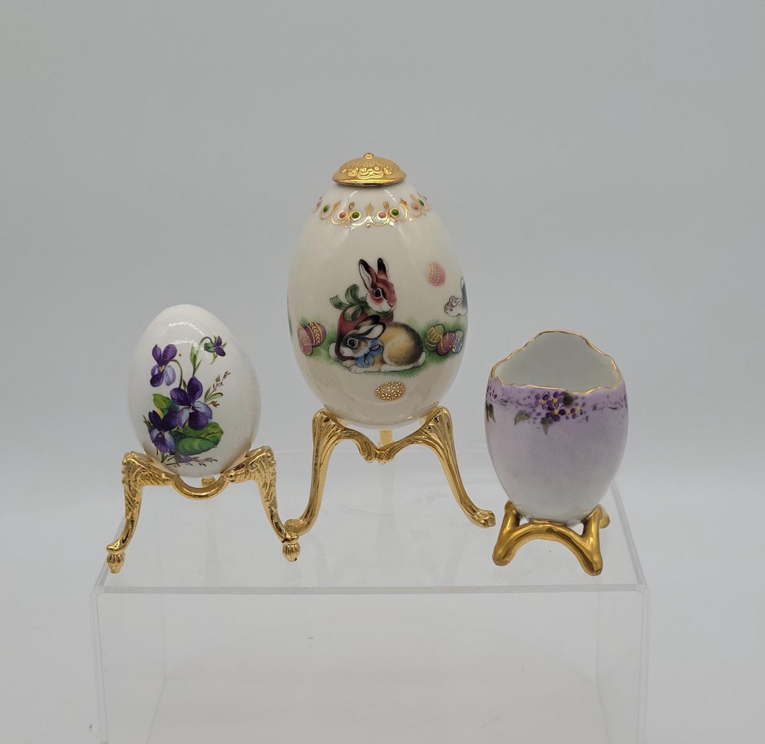Vintage Porcelain Easter Eggs Complete With Stand, Lenox Rabbits, Hand ...