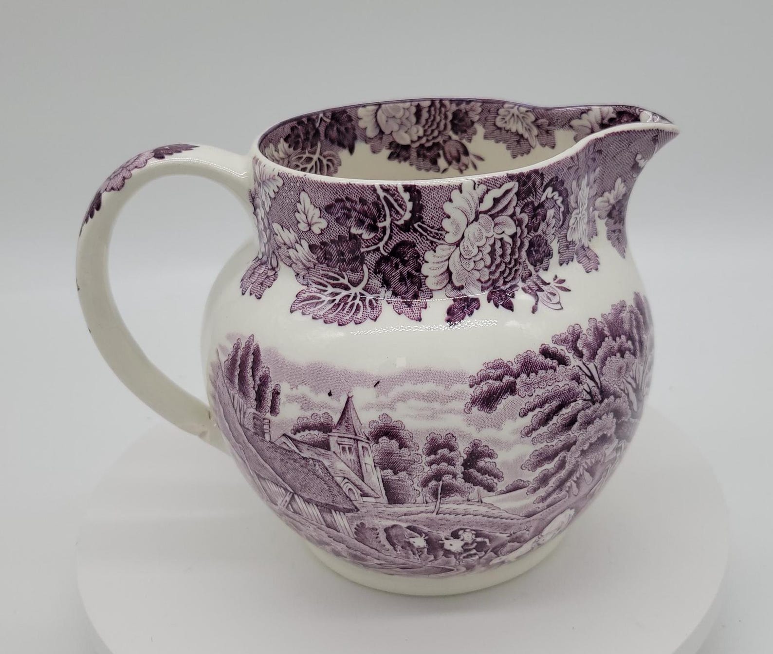 19th Century Wood & Sons English Scenery Mulberry Pitcher and Mustard ...