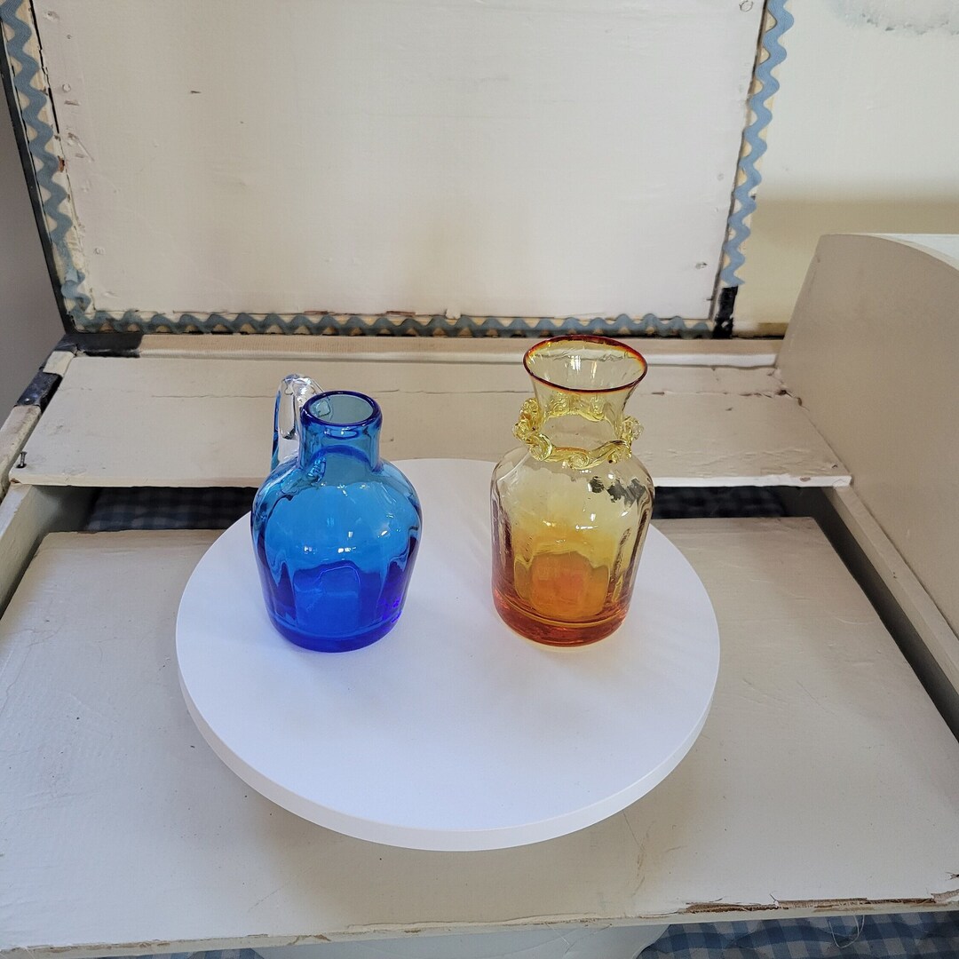 Vintage Blenko Glass Blue Mini Jug or Pilgrim Glass Vase, Your Choice ...