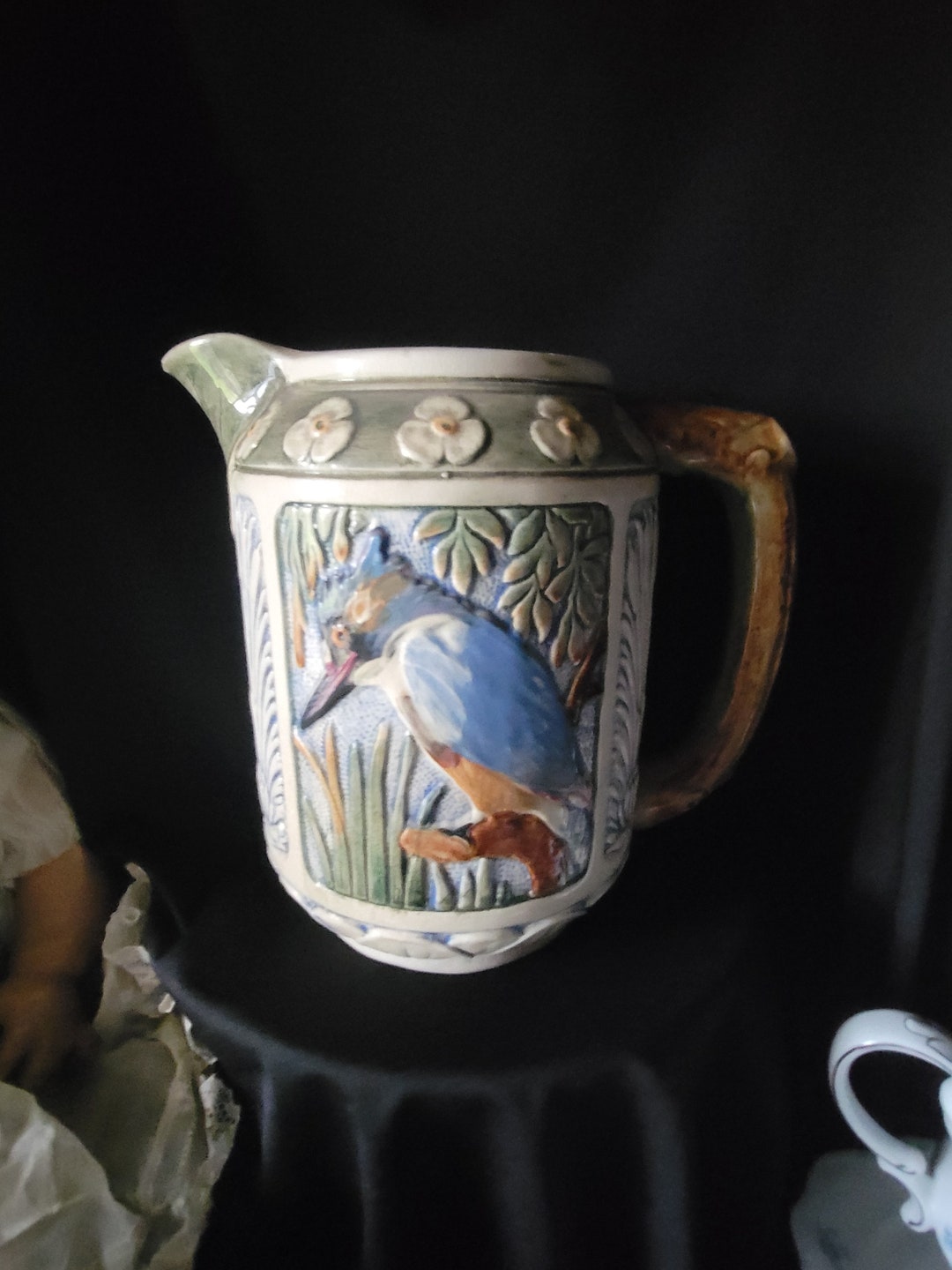 Antique Weller Zona Kingfisher Pitcher Circa 1915 Art Nouveau Beautiful ...