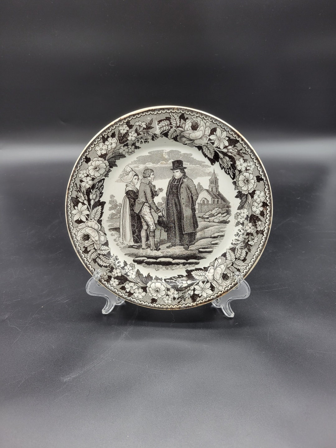 Early 1800's Choisy French Faience Black Transferware Plate - Etsy