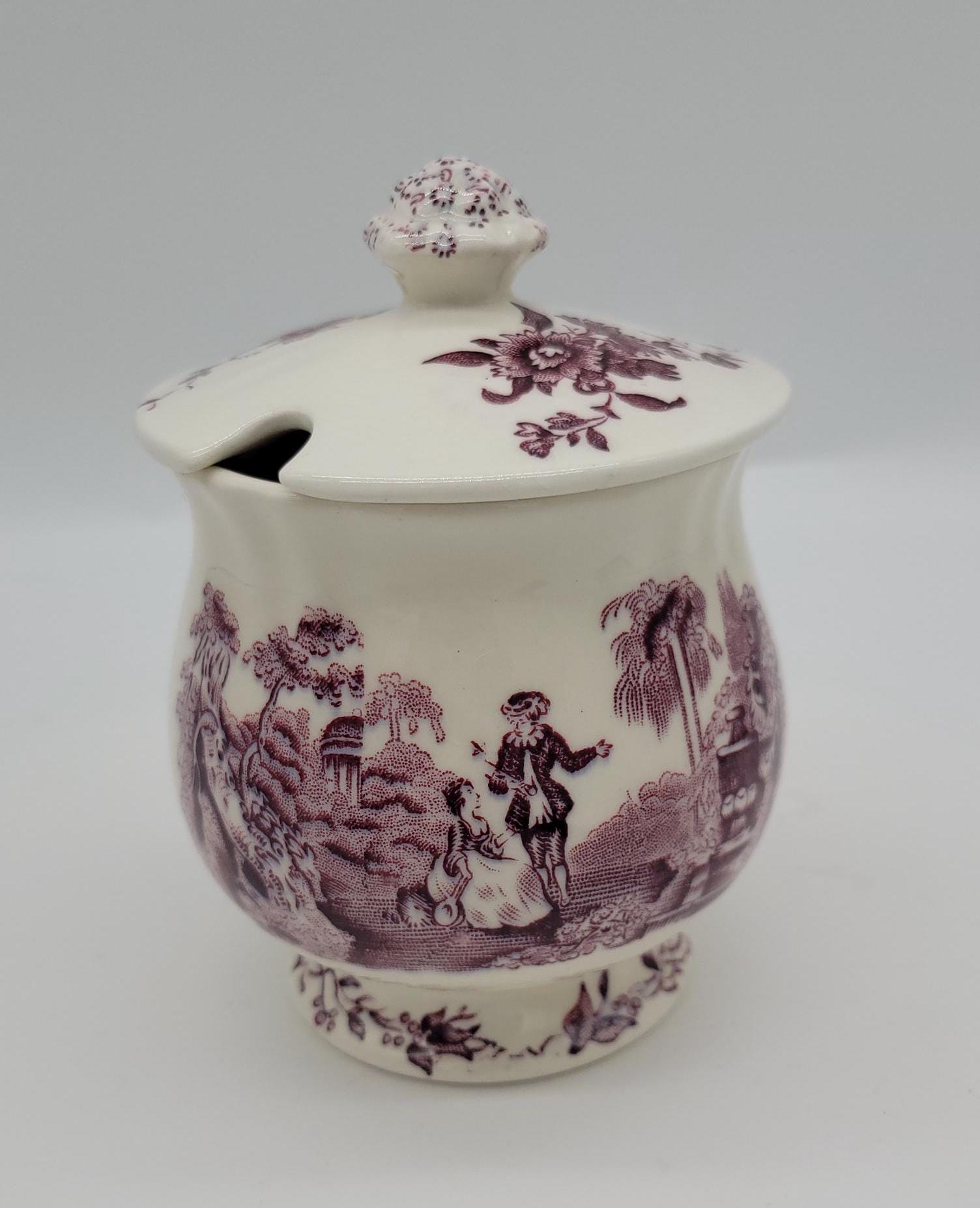 19th Century Wood & Sons English Scenery Mulberry Pitcher and Mustard ...