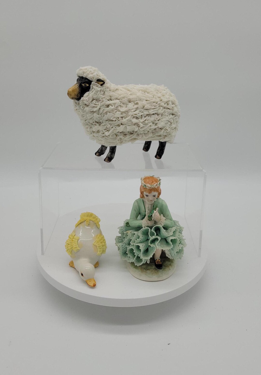 Lovely Rare Vintage Irish Dresden Easter Spring Figurines, Yellow Duck ...