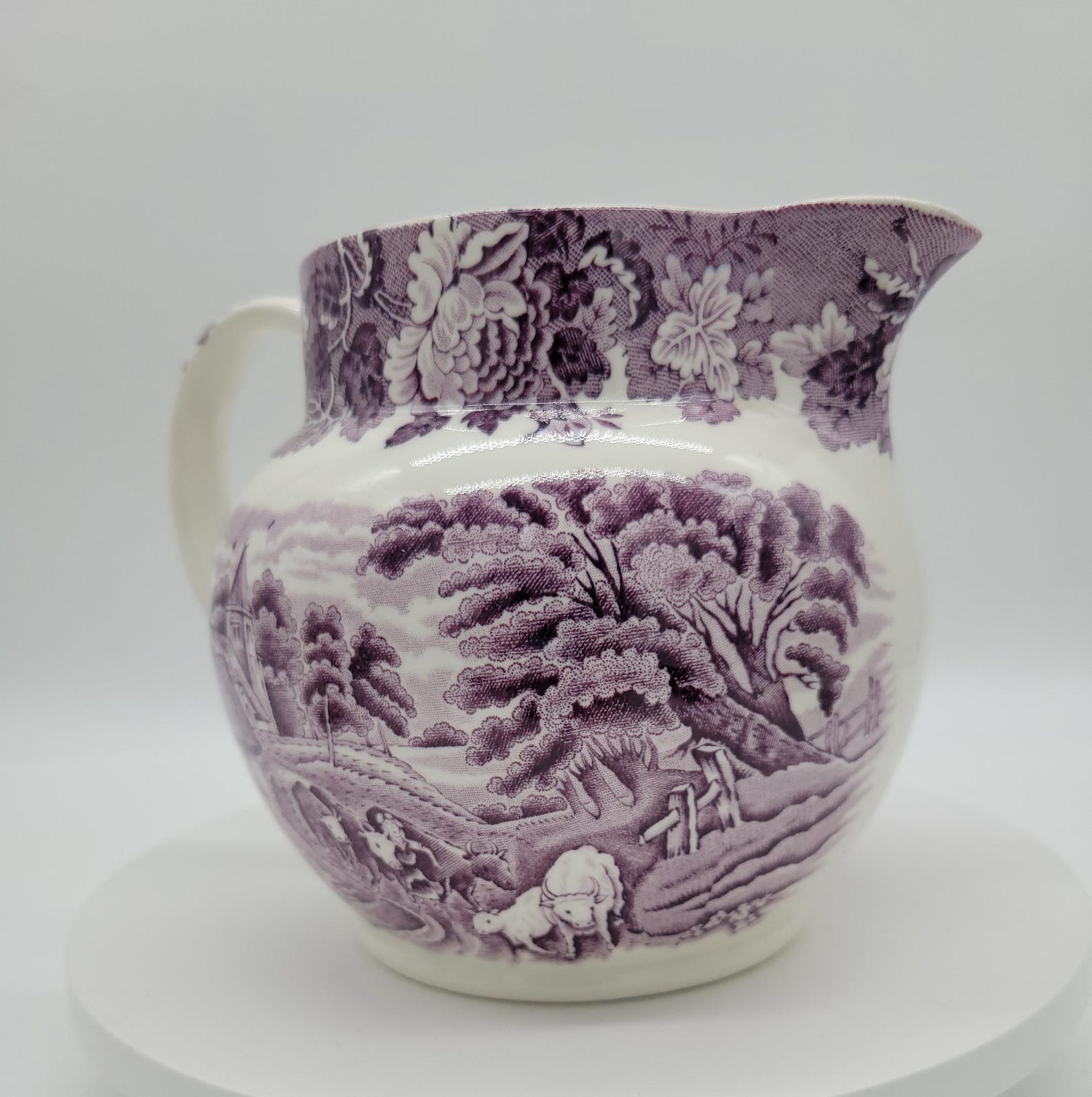 19th Century Wood & Sons English Scenery Mulberry Pitcher and Mustard ...