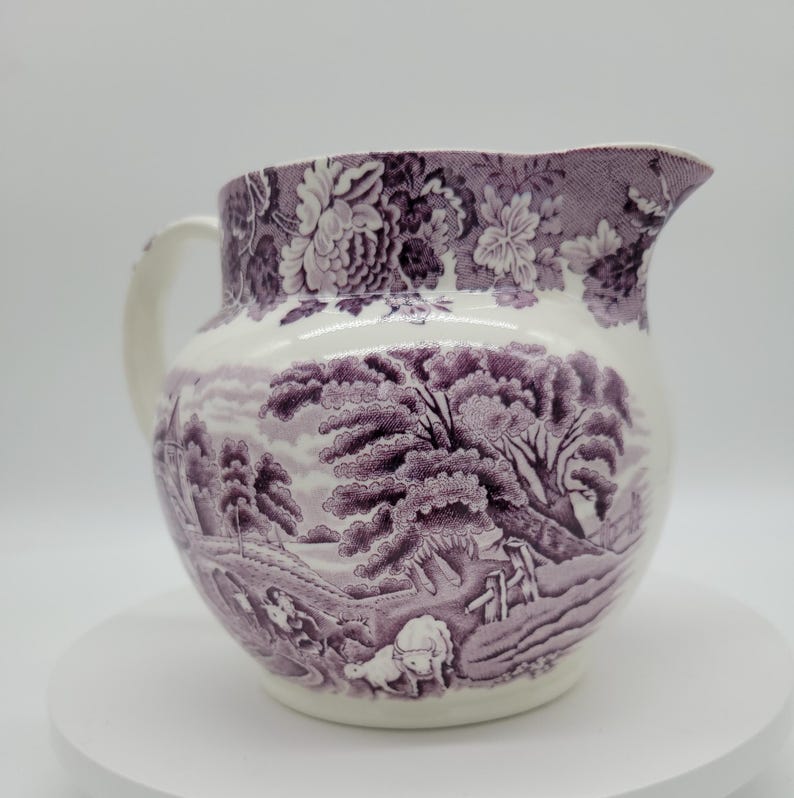 19th Century Wood & Sons English Scenery Mulberry Pitcher and Mustard ...