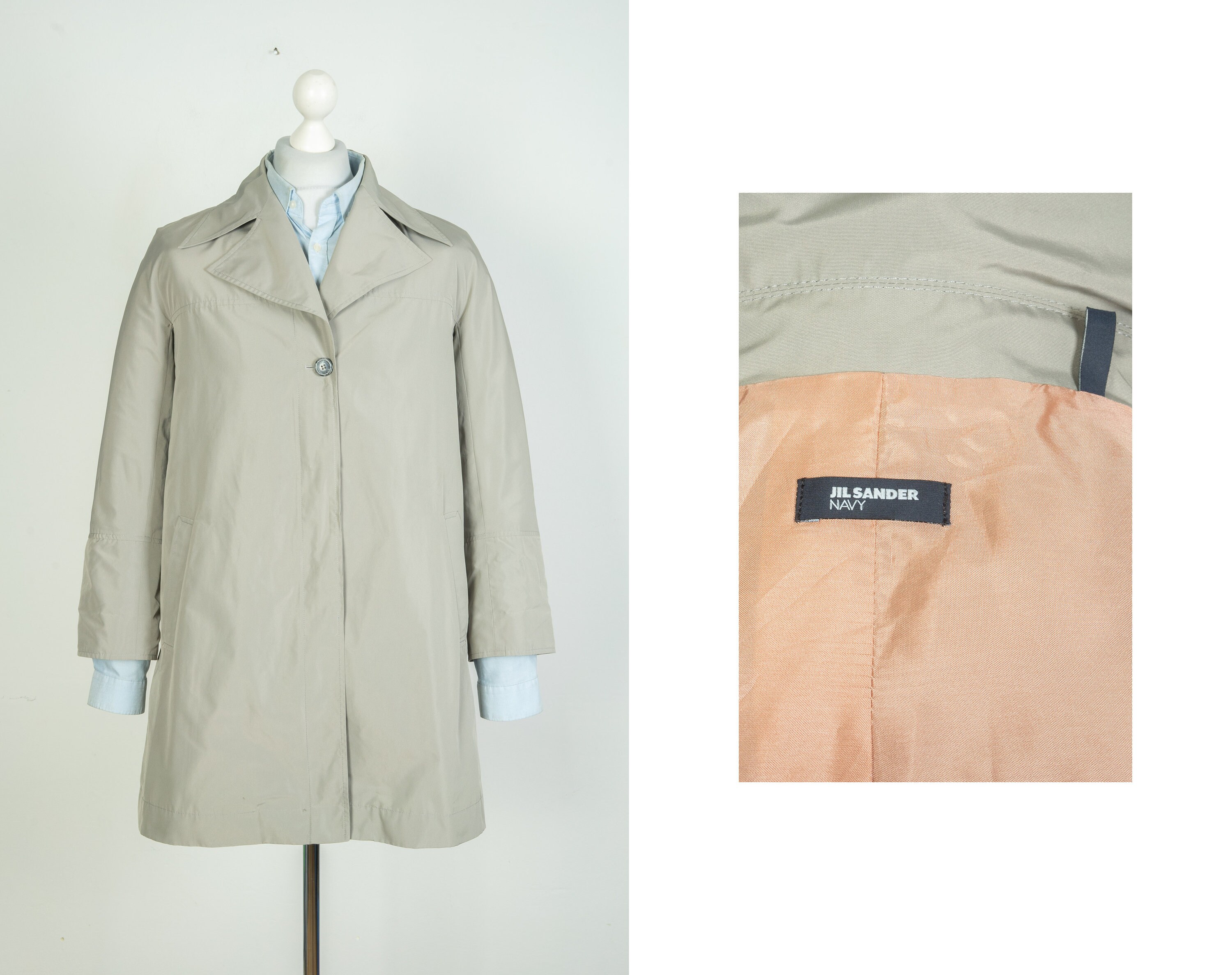 Ladies Jil Sander Navy Gray Trench Coat Size 36 M - Etsy