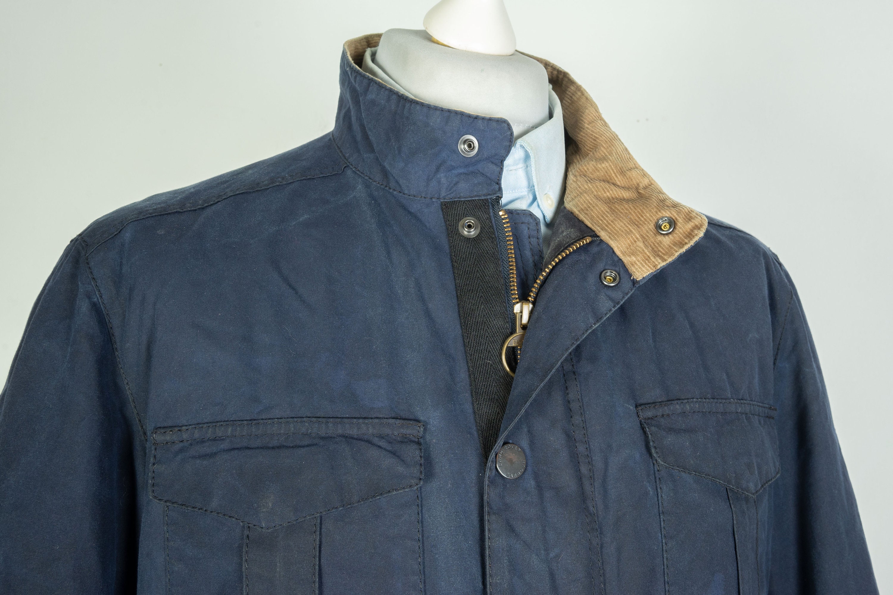 Mens Barbour Land Rover Defender Novantae Wax Cotton Navy Blue Jacket ...