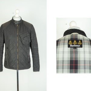 Men s Barbour Bonner Wax Black Biker Field Jacket Size L Etsy UK