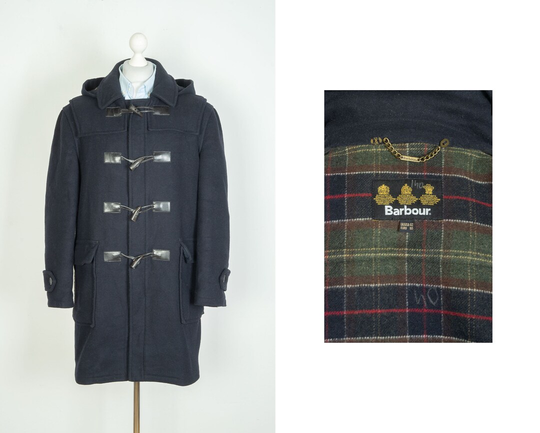 Men's Barbour Wool Navy Blue Duffle Coat Jacket Size USA 42 - Etsy