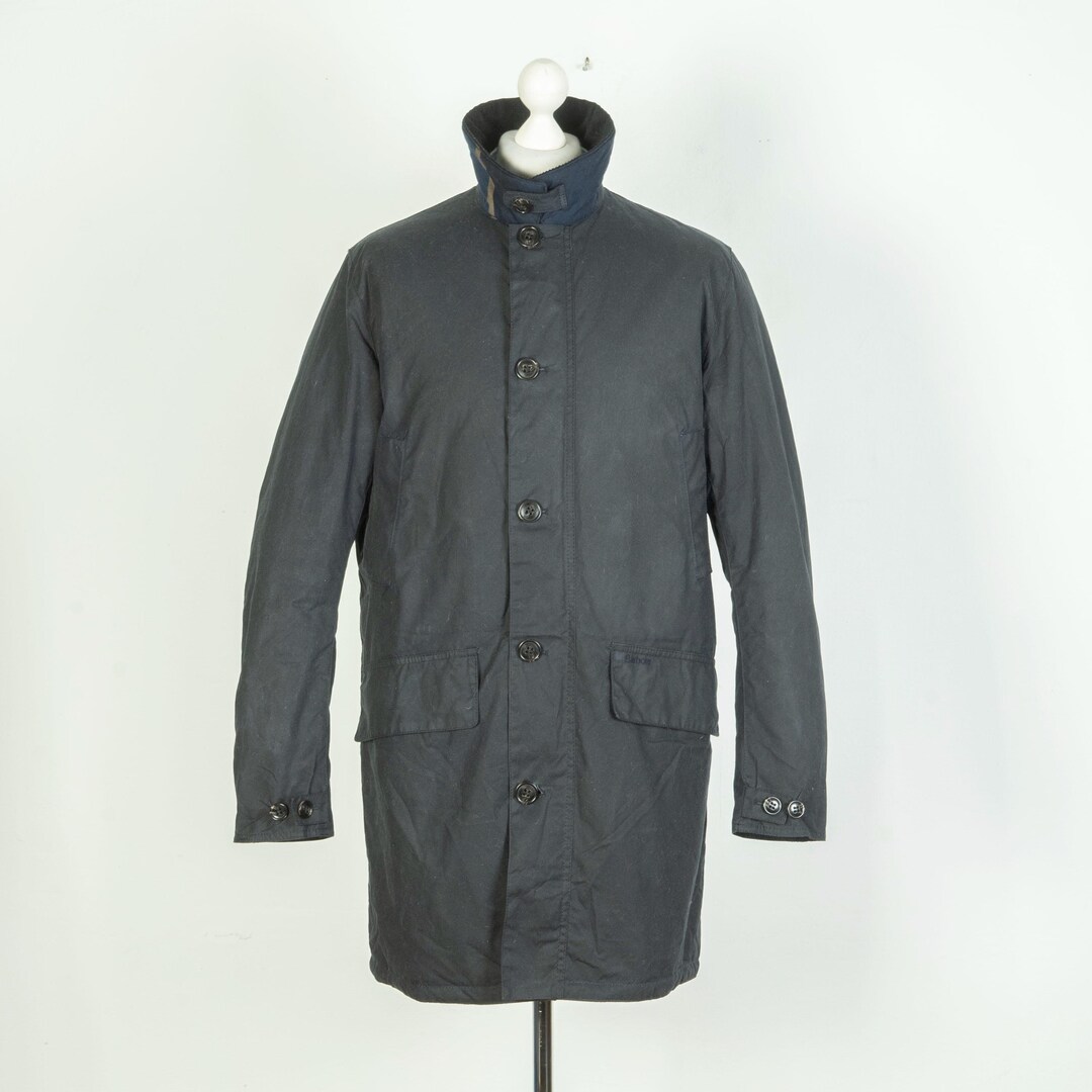 Men's Barbour Mac Classic Tartan Navy Blue Wax Jacket Size L - Etsy