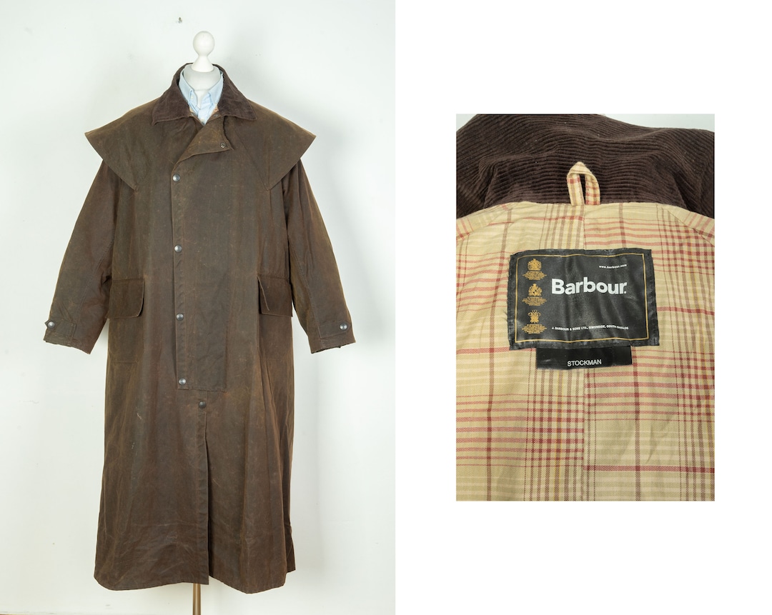 Men's Barbour Stockman Waxed Brown Trench Coat Jacket Size L - Etsy