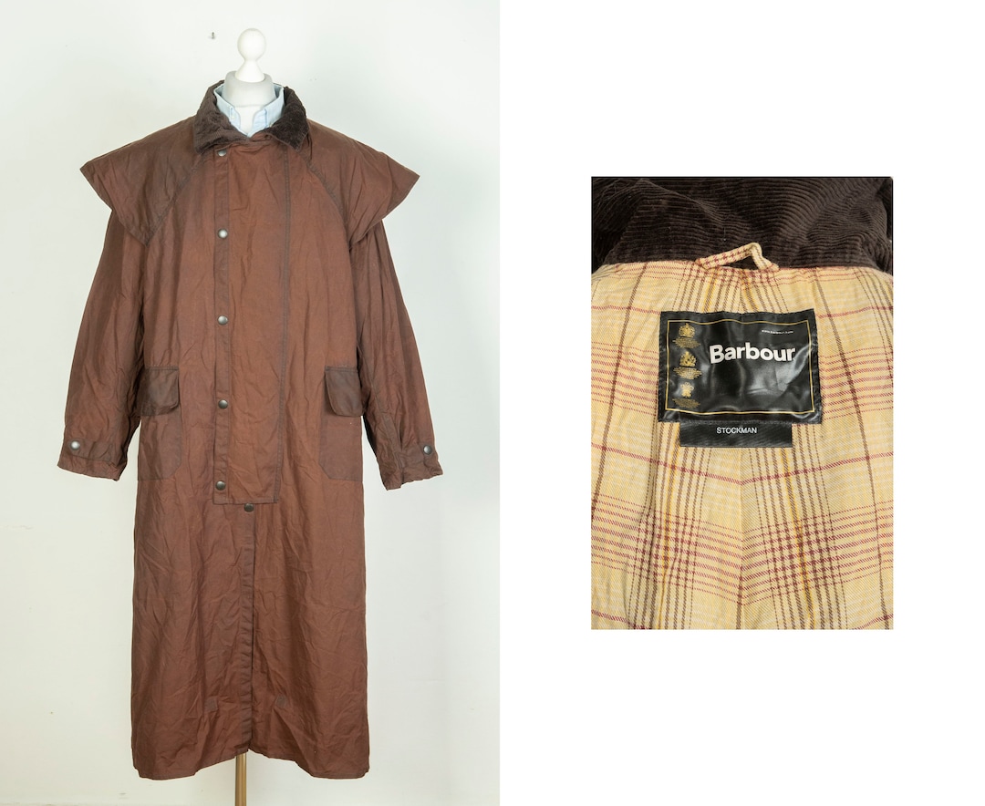 Men's Barbour Stockman Waxed Brown Trench Coat Jacket Size XXL - Etsy
