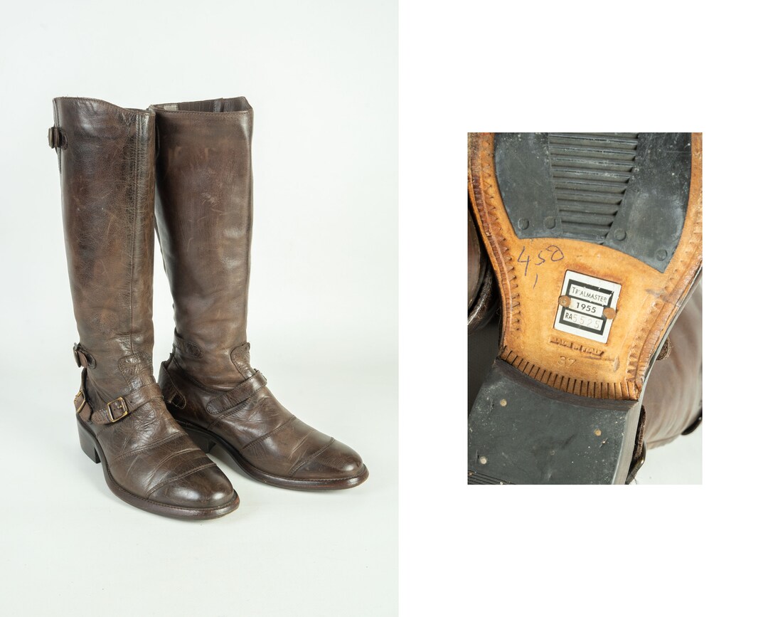 Belstaff Perforated Leather Trailmaster Italian Biker Brown Boots Shoes ...