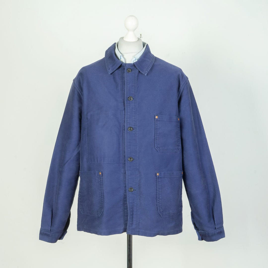Men's Le Laboureur Moleskin Workwear Casual Blue Overshirt Field Jacket ...