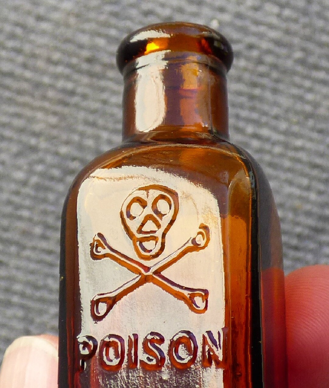 Old Vintage Amber Glass POISON Bottle With Skull & Crossbones - Etsy