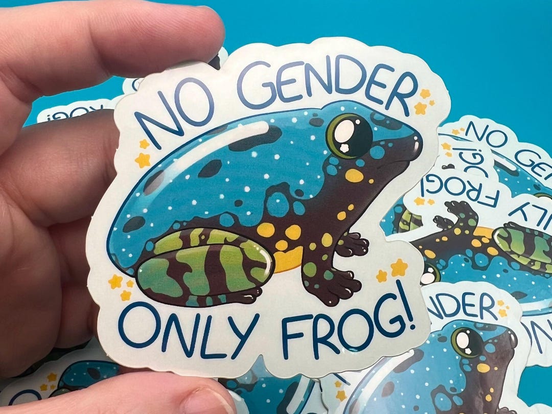 No Gender Only Frog Die Cut Vinyl Sticker for Bottles Planners Laptops ...