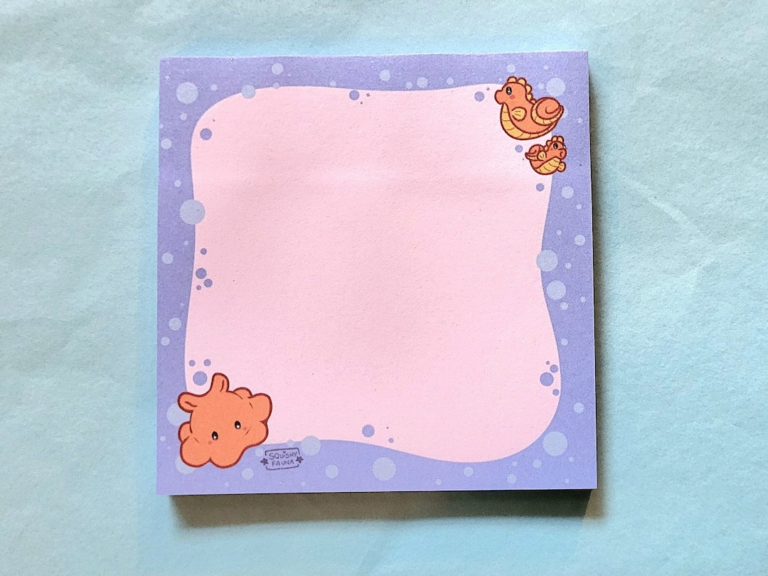 Dumbo Octopus and Sea Horse Sticky Note Pad | Ocean Sealife Octopi ...