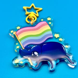 Pride Flag Stag Beetle Double Sided Acrylic Keychain Charm for Lanyards ...