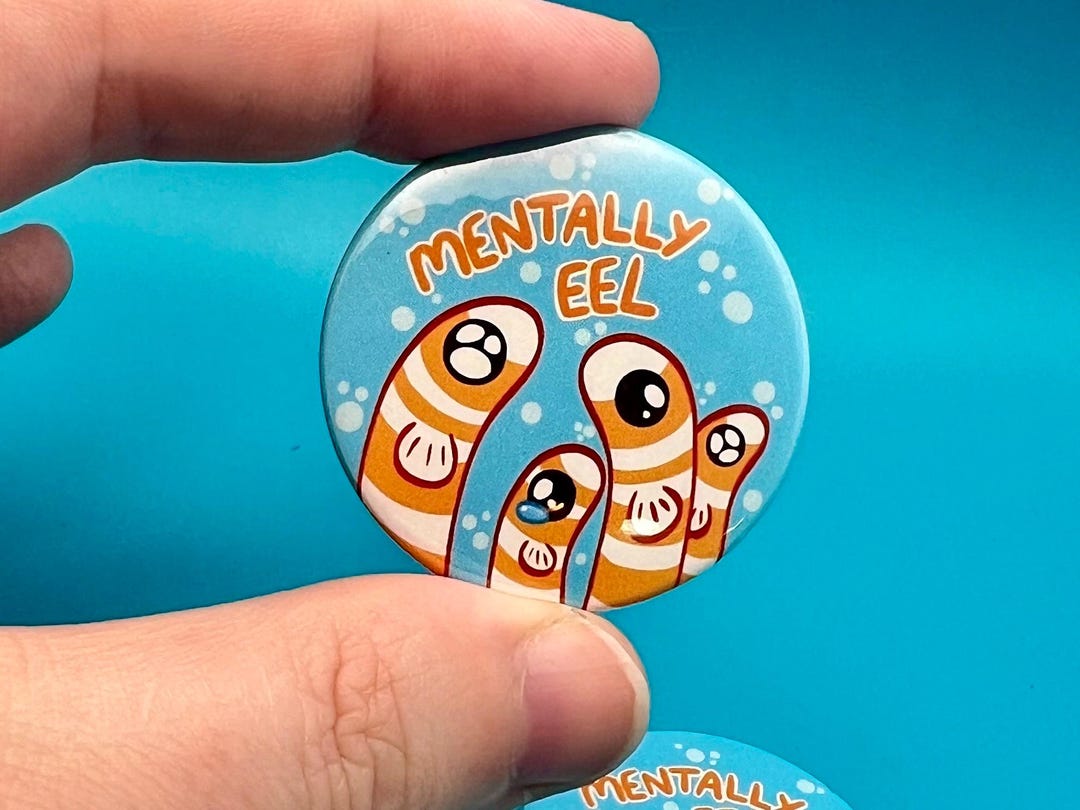 Mentally Eel Round Magnet for Fridge Whiteboard | Silly Pun Funny ...