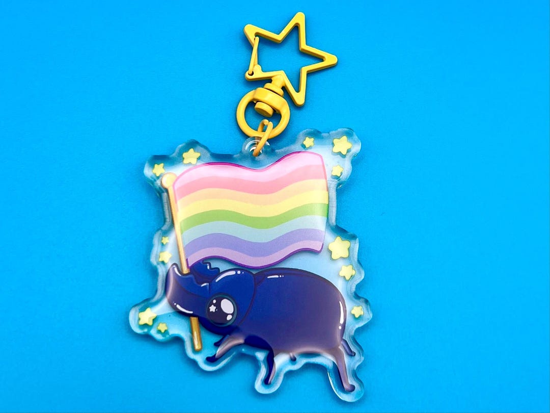 Pride Flag Stag Beetle Double Sided Acrylic Keychain Charm for Lanyards ...