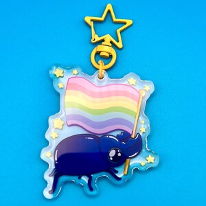 Pride Flag Stag Beetle Double Sided Acrylic Keychain Charm for Lanyards ...