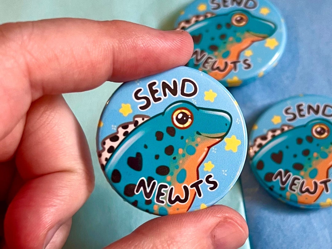 Send Newts Button Badge | Kawaii Pastel Aesthetic Accessory Badges ...
